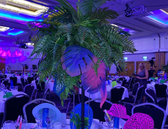 Neon Jungle Deco Cube Table Centre - Eventologists