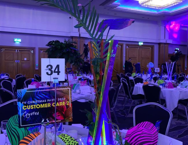 Neon Jungle Theme Spectrum Table Centre - Eventologists